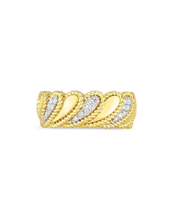 Roberto Coin 18K Yellow Gold Byzantine Barocco Diamond Ring ...