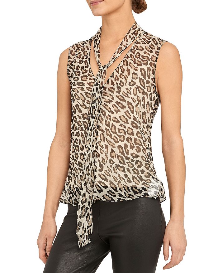 Theory Silk Leopard Print Top | Bloomingdale's
