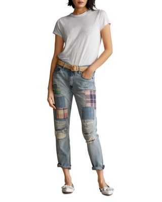 Ralph Lauren Avery Patchwork Boyfriend Jeans in Light Indigo Ralph Lauren Avery Patchwork Boyfriend Jeans in Light Indigo