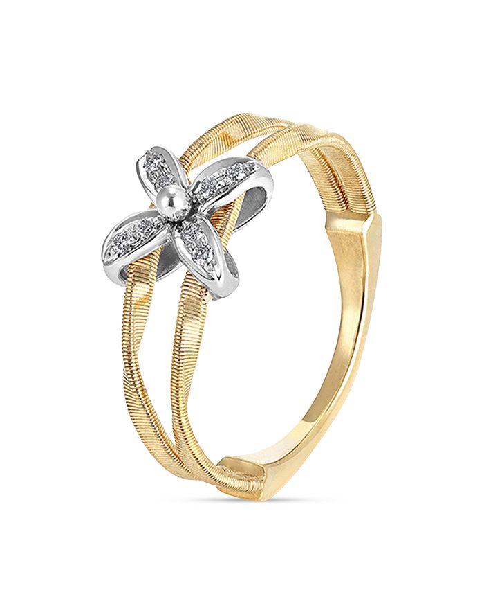 Marco Bicego 18K White & Yellow Gold Marrakech Onde Diamond Flower Ring ...