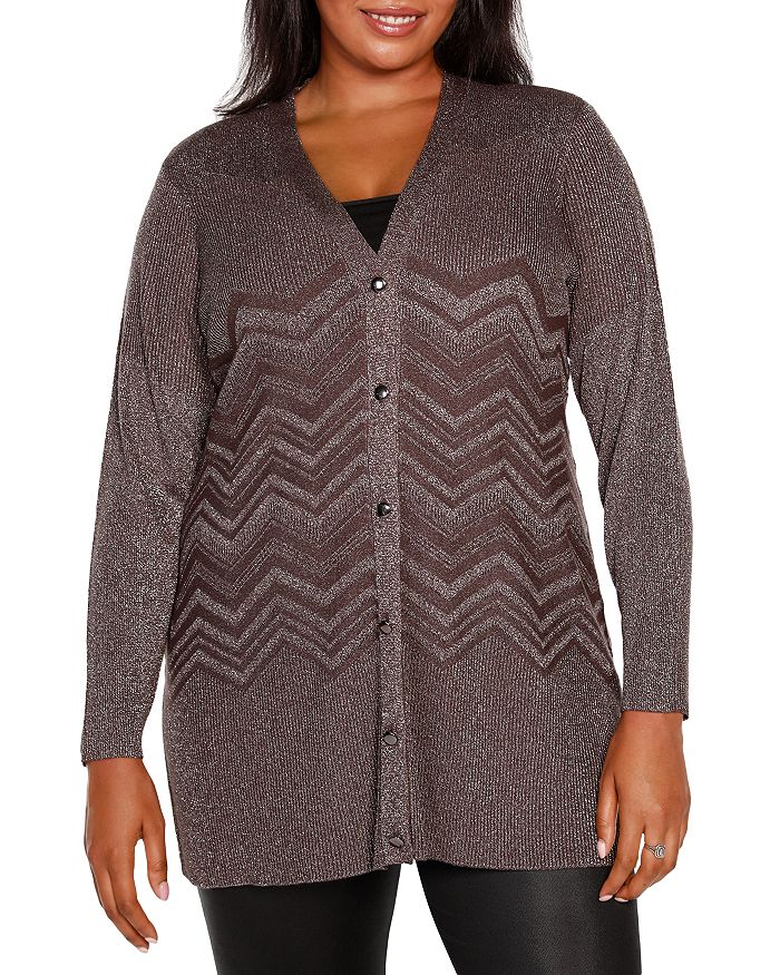 Belldini Plus Metallic Knit Cardigan | Bloomingdale's