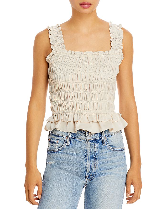 AQUA Ruffled Smocked Top - 100% Exclusive | Bloomingdale's