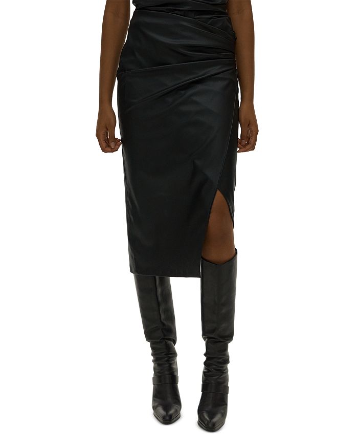 Helmut Lang Faux Leather Midi Skirt | Bloomingdale's