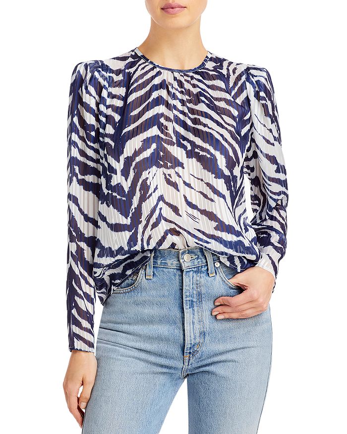 AQUA Zebra Print Blouse - 100% Exclusive | Bloomingdale's