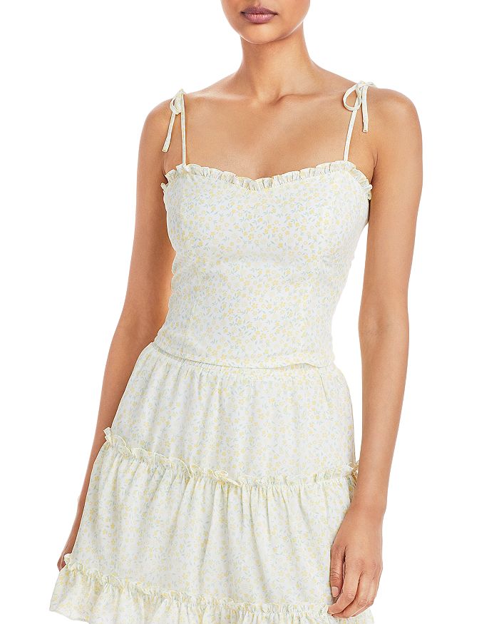 AQUA Printed Ruffled Cropped Top - 100% Exclusive | Bloomingdale's