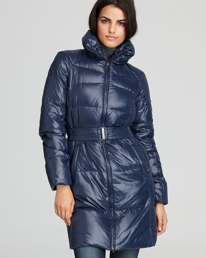 Add Down Shiny Belted Coat | Bloomingdale's