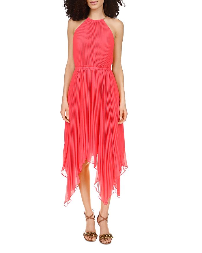 MICHAEL Michael Kors Pleated Chain Neck Halter Dress | Bloomingdale's