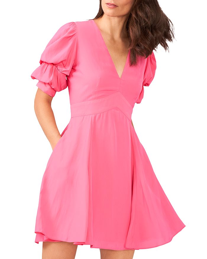 1.STATE Bubble Sleeve V Neck Dress | Bloomingdale's