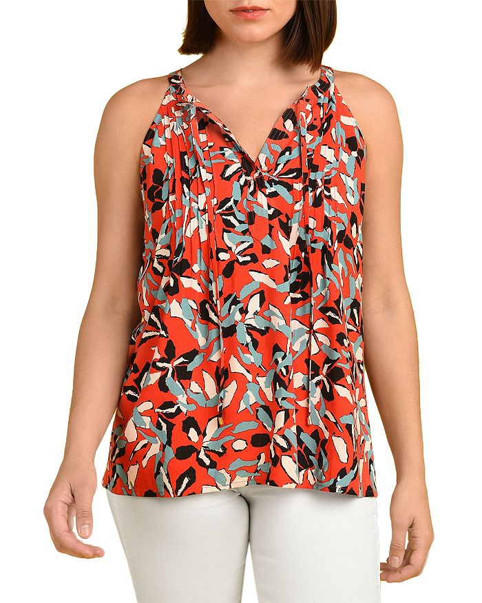 Daniel Rainn Split Neck Sleeveless Top | Bloomingdale's