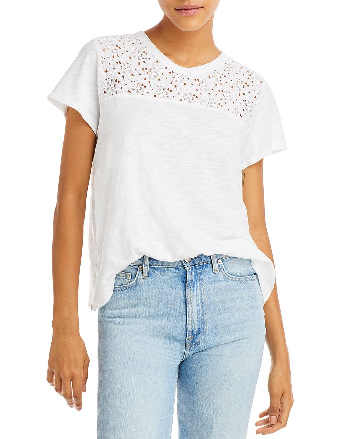 Wilt Easy Crewneck Lace Cotton Tee - 100% Exclusive | Bloomingdale's
