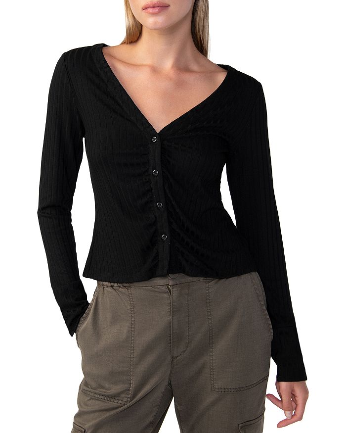 Sanctuary Shirred Front Knit Blouse | Bloomingdale's