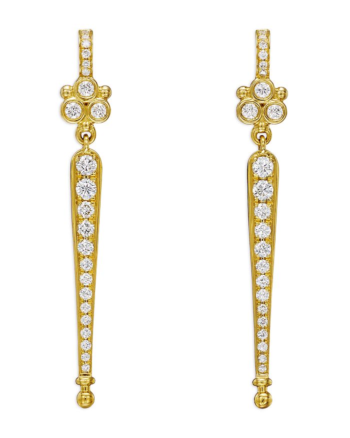 Temple St. Clair 18K Yellow Gold Classic Diamond Baton Drop Earrings ...