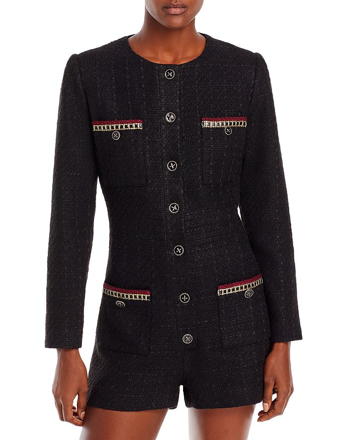 AQUA Tweed Long Sleeve Romper - 100% Exclusive | Bloomingdale's