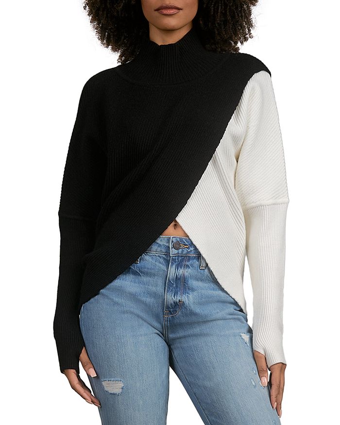 Elan Mock Neck Crossover Sweater | Bloomingdale's
