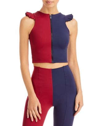 Port De Bras Mila Color Block Zip Crop Top | Bloomingdale's