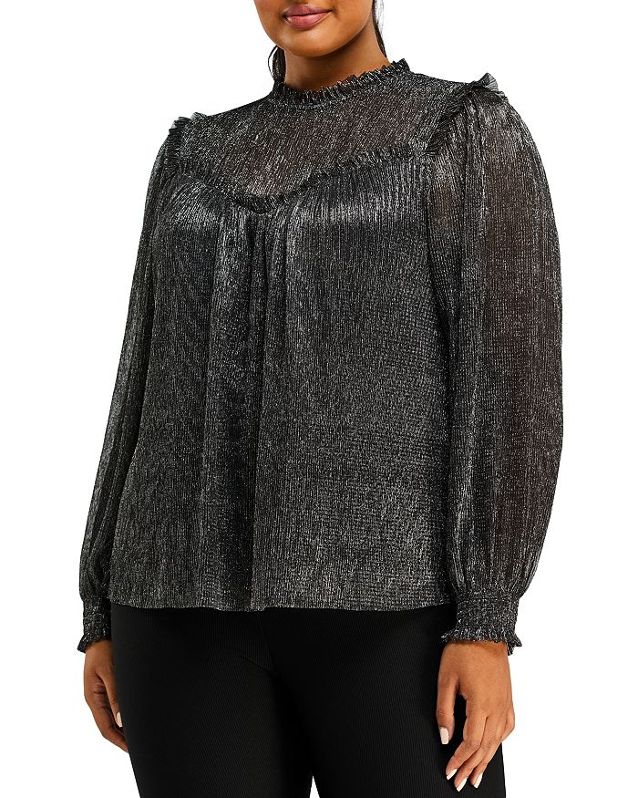Estelle Plus Pleated Shimmer Top | Bloomingdale's