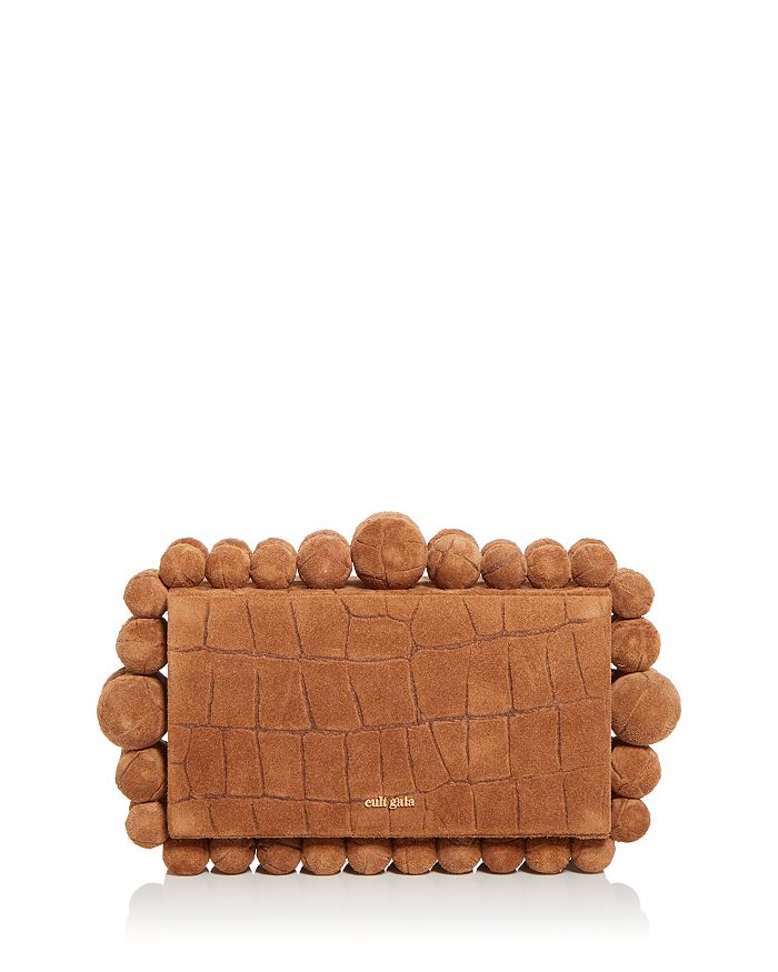 Cult Gaia Eos Croc Embossed Suede Box Clutch | Bloomingdale's