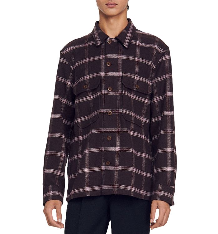 Sandro Cotton & Wool Check Shirt Jacket | Bloomingdale's