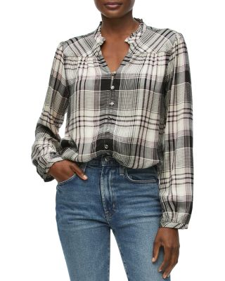 Michael Stars Issa Plaid Button Front Shirt | Bloomingdale's