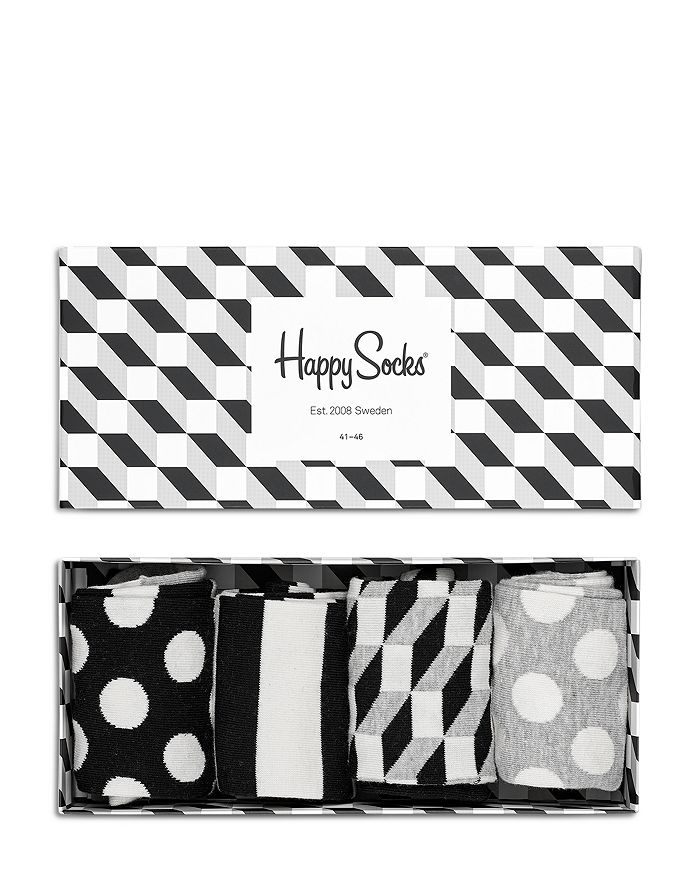 Happy Socks Filled Optic Cotton Blend Crew Socks Gift Box, Pack of 4 ...