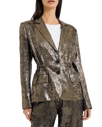 FRENCH CONNECTION Alara Metallic Notch Collar Blazer | Bloomingdale's