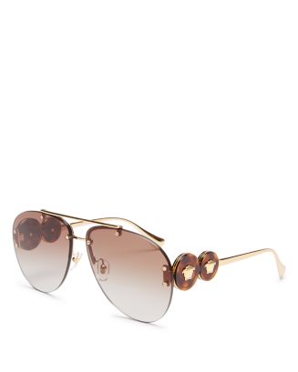 Versace Aviator Brow Bar Sunglasses, 63mm | Bloomingdale's