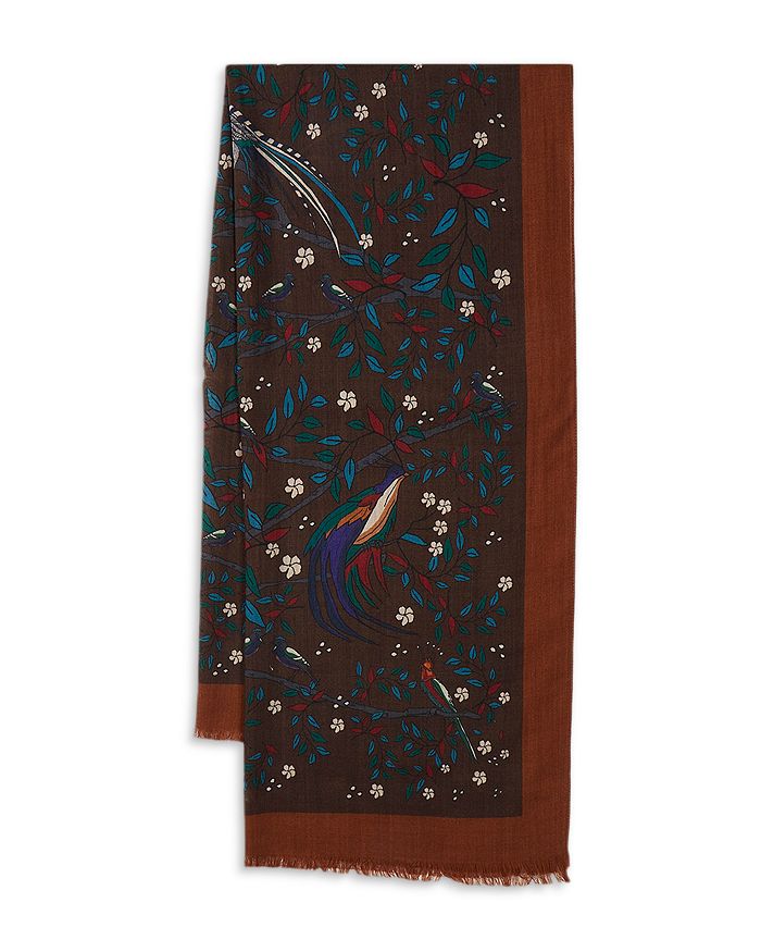 Drake's Bird Print Wool Scarf | Bloomingdale's