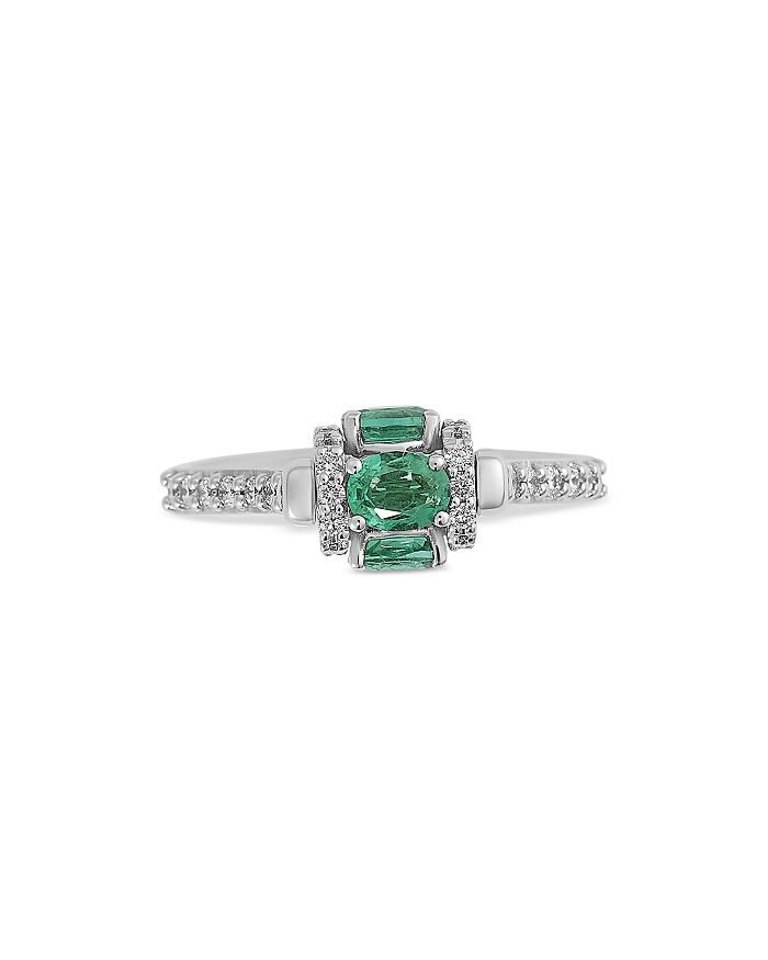 Miseno Jewelry 18K White Gold Procida Emerald & Diamond Rotating Ring ...