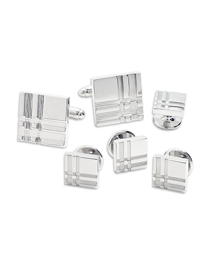 LINK UP Tartan Plaid Stud & Cufflink Set | Bloomingdale's