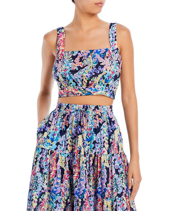 AQUA Floral Print Crop Top - 100% Exclusive | Bloomingdale's