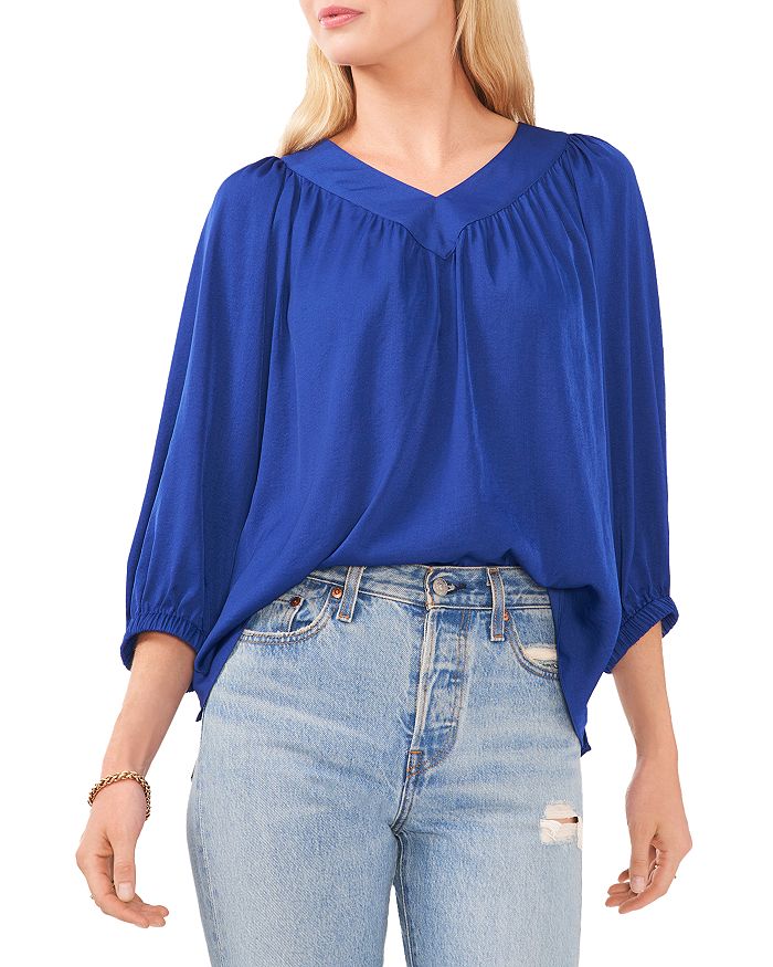 VINCE CAMUTO Wide V Neck Blouse | Bloomingdale's