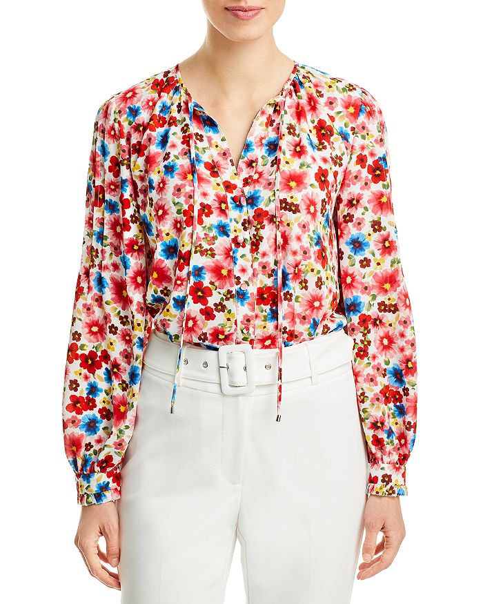 T Tahari Floral Tie Front Blouse | Bloomingdale's T Tahari Floral Tie Front Blouse | Bloomingdale's
