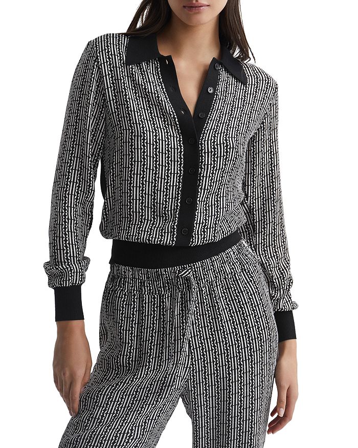 REISS Olivia Printed Mixed Media Shirt | Bloomingdale's