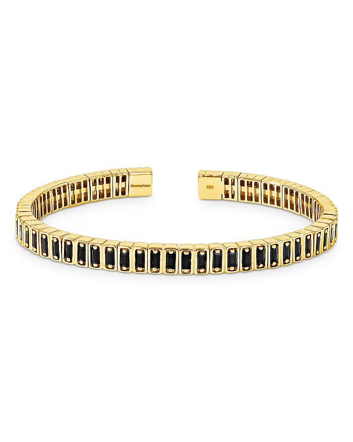 SUZANNE KALAN 18K Yellow Gold Inlay Black Sapphire Cuff Bracelet ...