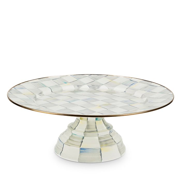 Mackenzie-Childs Sterling Check Enamel Pedestal Platter | Bloomingdale's