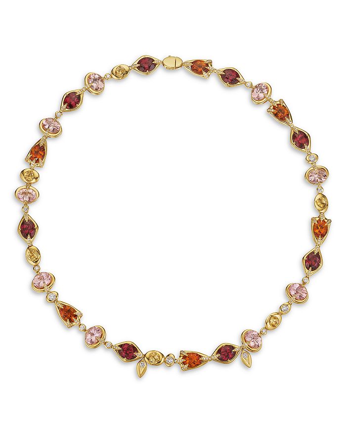 HUEB 18K Yellow Gold Onsa Multi-Stone & Diamond Necklace, 18 ...