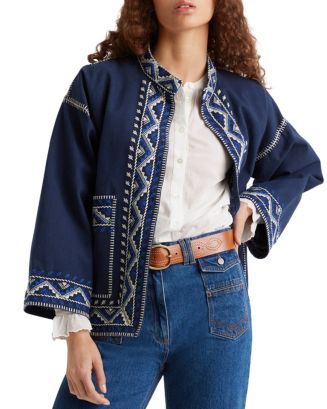 Gerard Darel Esma Cotton Embroidery Border Jacket | Bloomingdale's