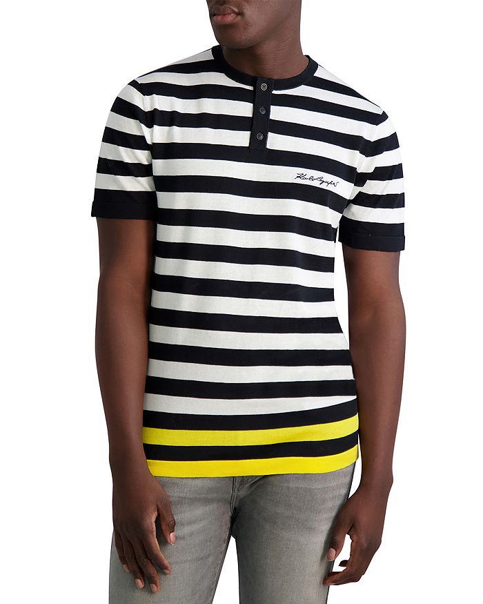 KARL LAGERFELD PARIS Contrast Stripe Henley | Bloomingdale's