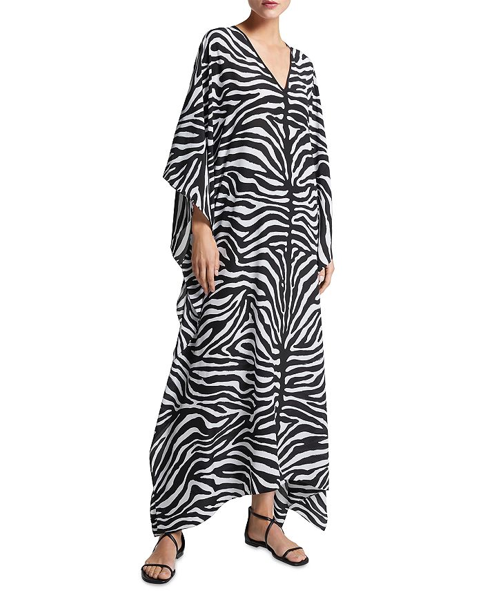 Michael Kors Collection Silk Zebra Print Caftan Gown | Bloomingdale's