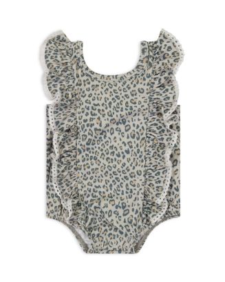 Miniclasix Girls' Ruffle Leopard Print One Piece Swimsuit - Baby ...