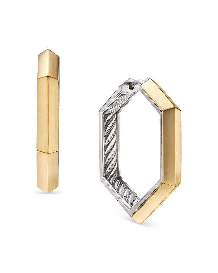 David Yurman Carlyle Hoop Earrings in Sterling Silver with 18K Yellow ...