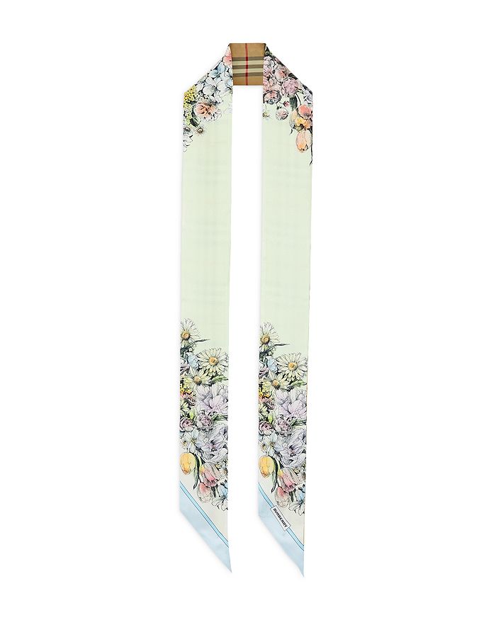Burberry Montage Floral Print Silk Skinny Scarf | Bloomingdale's