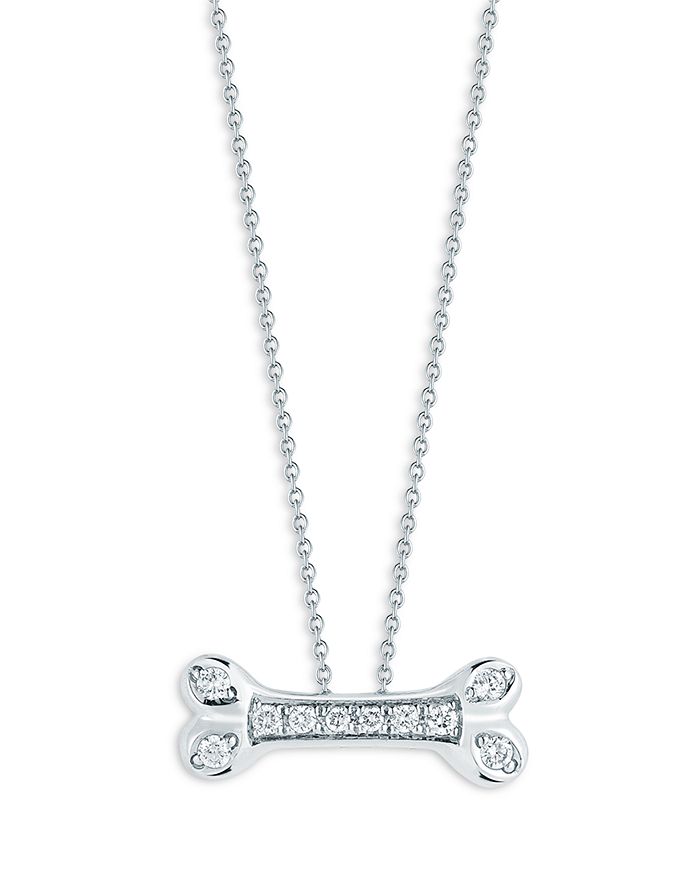 Roberto Coin 18K White Gold Tiny Treasures Diamond Dog Bone Pendant ...
