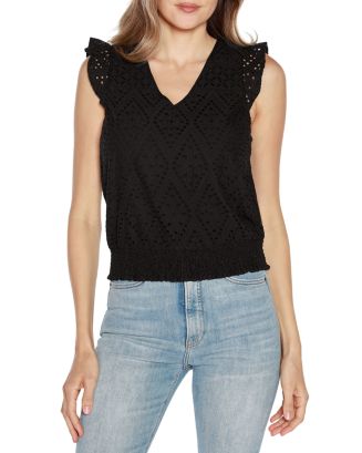 Belldini Eyelet V Neck Top | Bloomingdale's