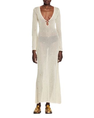 Sandro Coquillage Openwork Mesh Maxi Dress | Bloomingdale's