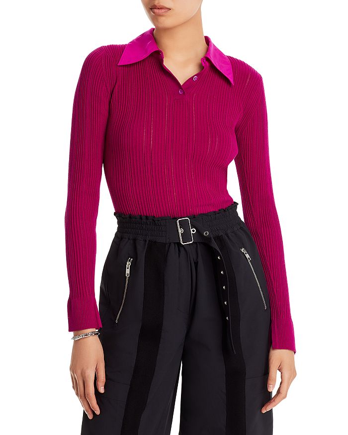 3.1 Phillip Lim Variegated Rib Polo Top | Bloomingdale's