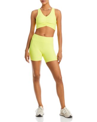 AQUA AQUA Shirred Sports Bra & Bicycle Shorts | Bloomingdale's