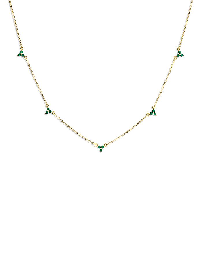 By Adina Eden Trio Cluster Chain Necklace in 14K Gold Plated Sterling Silver, 16" | Bloomingdale's