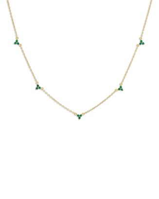 By Adina Eden Trio Cluster Chain Necklace in 14K Gold Plated Sterling Silver, 16" | Bloomingdale's
