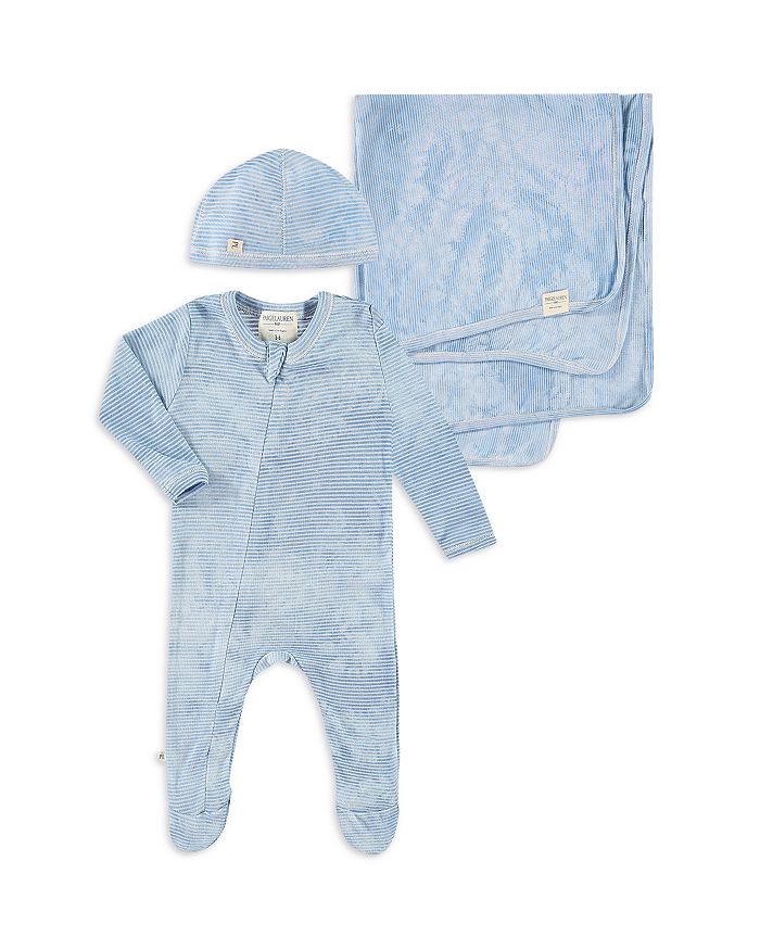 PAIGELAUREN Unisex Stripe Rib Take Home Marble Cap, Coverall & Blanket ...